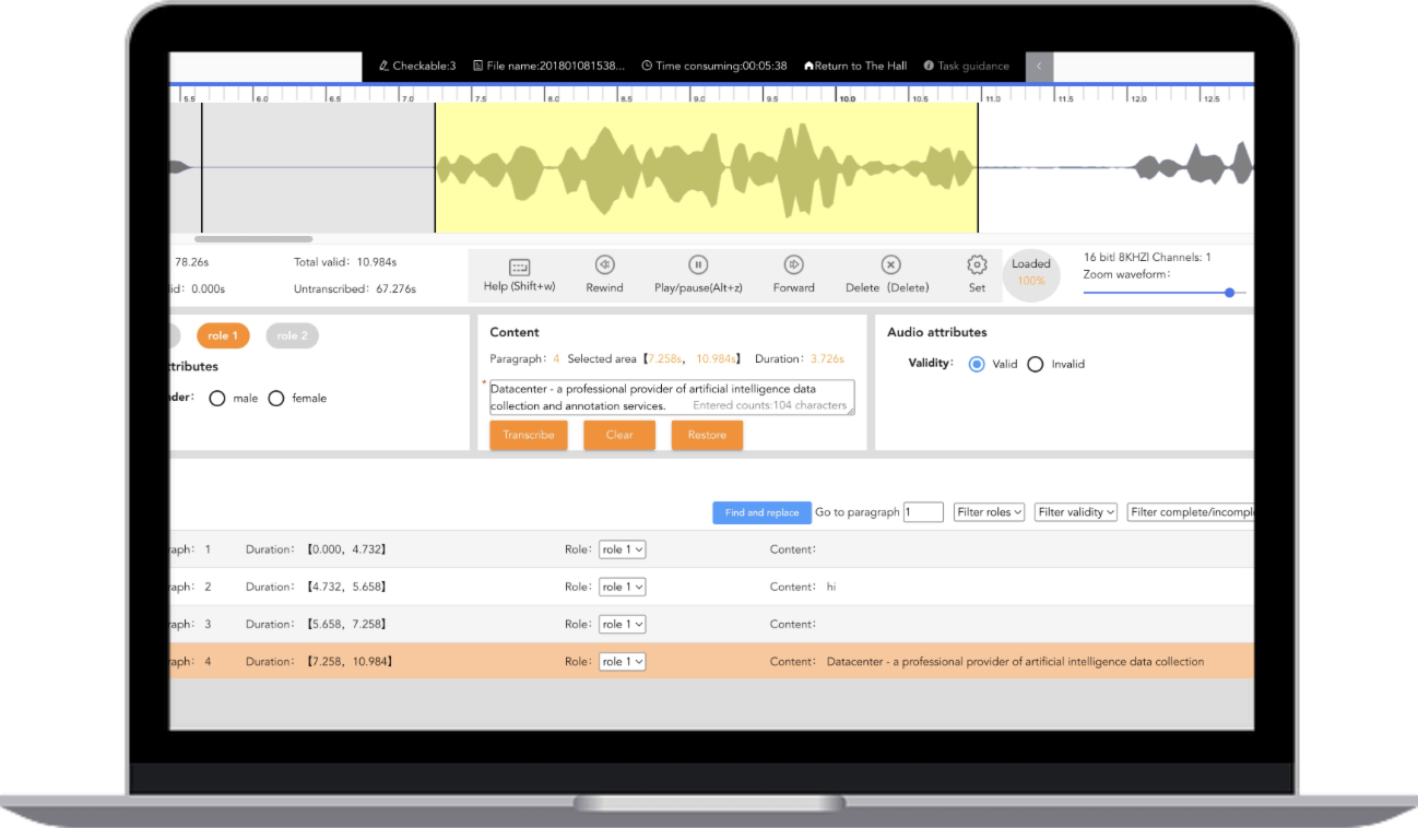 音声認識データソリューション Datatang